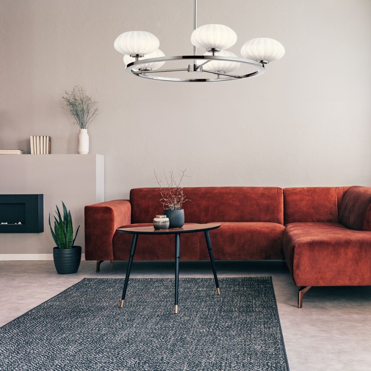 Lustre Argenté 5x60W E27 - Feiss FE-KENNEY-ISLE