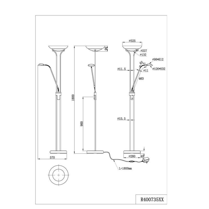 Lampadaire Orson Noir mat 1x27W SMD LED Trio R40073532