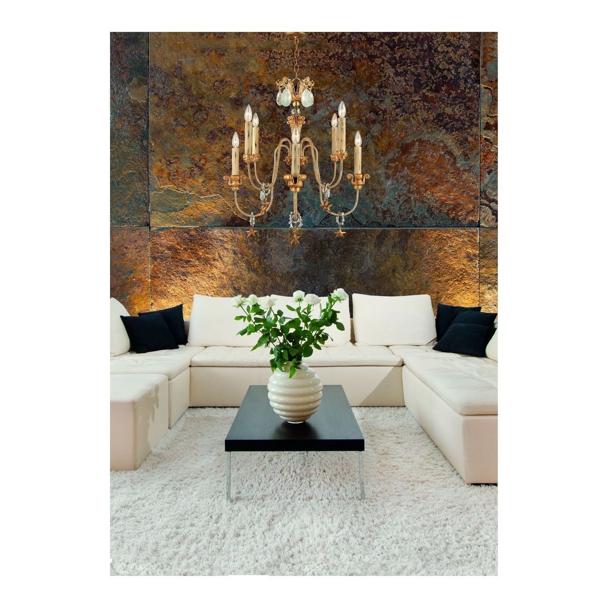 Lustre Mignon 8x60W Or et Argent | Flambeau