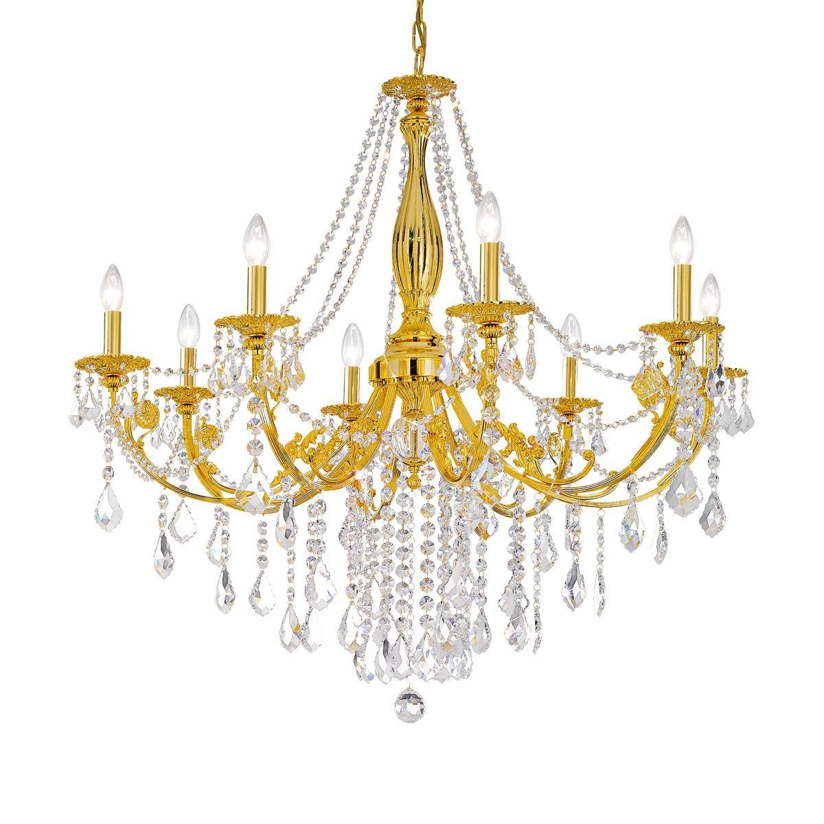 Lustre Blanc Minster 5x60W doré, Elstead Lighting