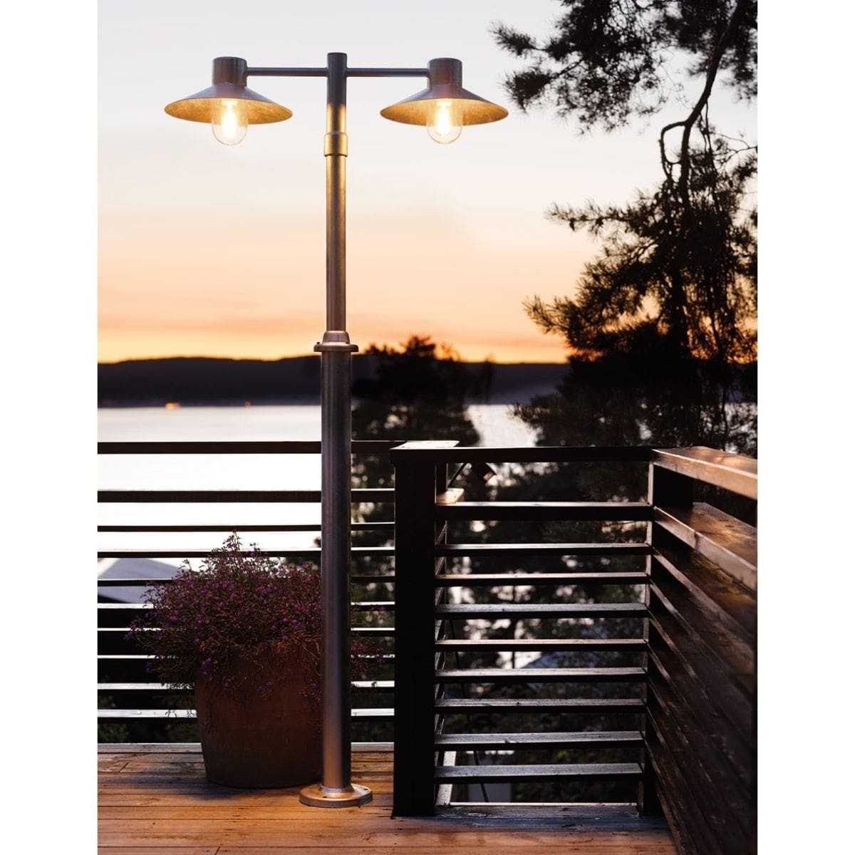 Lampadaire extérieur 2X57W LUND Galvanisé - Norlys 275GA