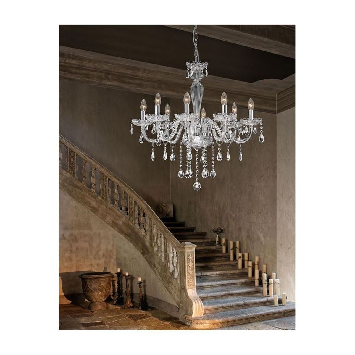 Lustre Baroque COLOSSAL Gris 8x40W Ideal Lux