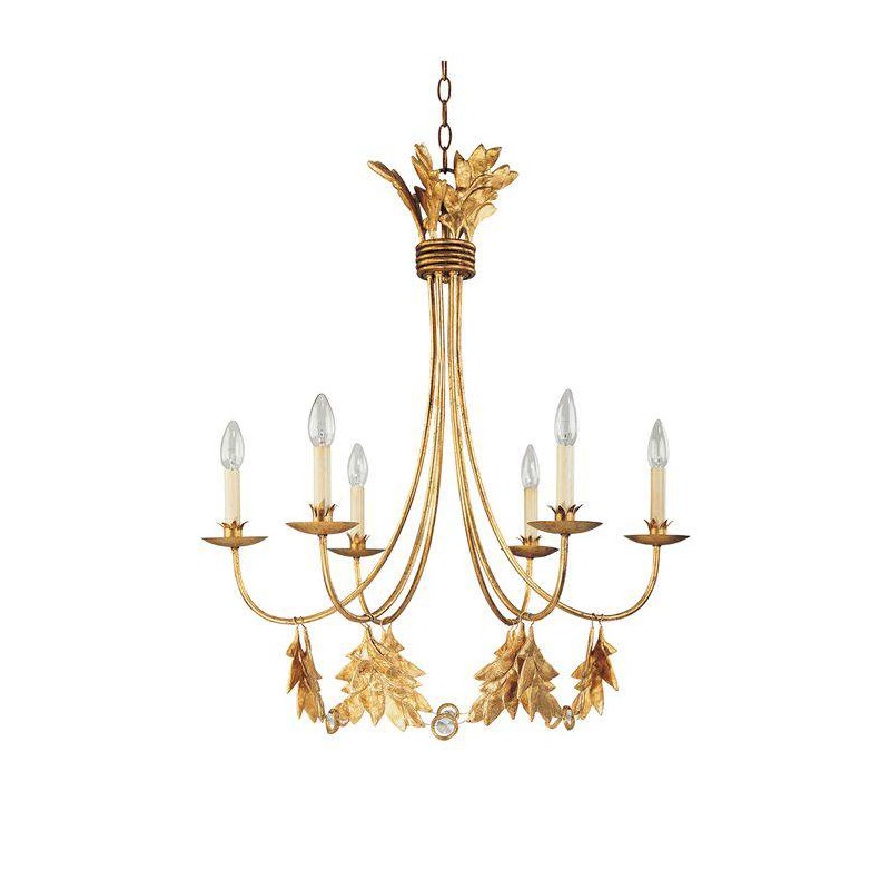 Lustre Haut de Gamme Or 6x60W E14 Flambeau