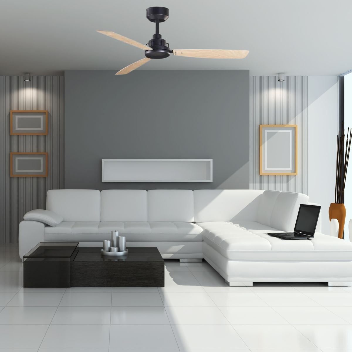 Ventilateur Plafond Patricia 3 Atlas Fan PA3-BRBR-BK-52