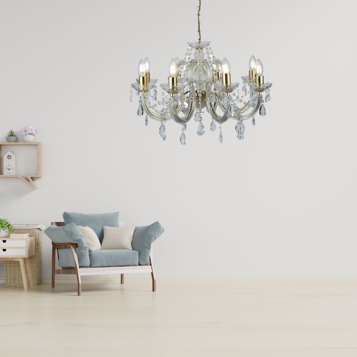 Lustre Mignon 8x60W Or et Argent | Flambeau