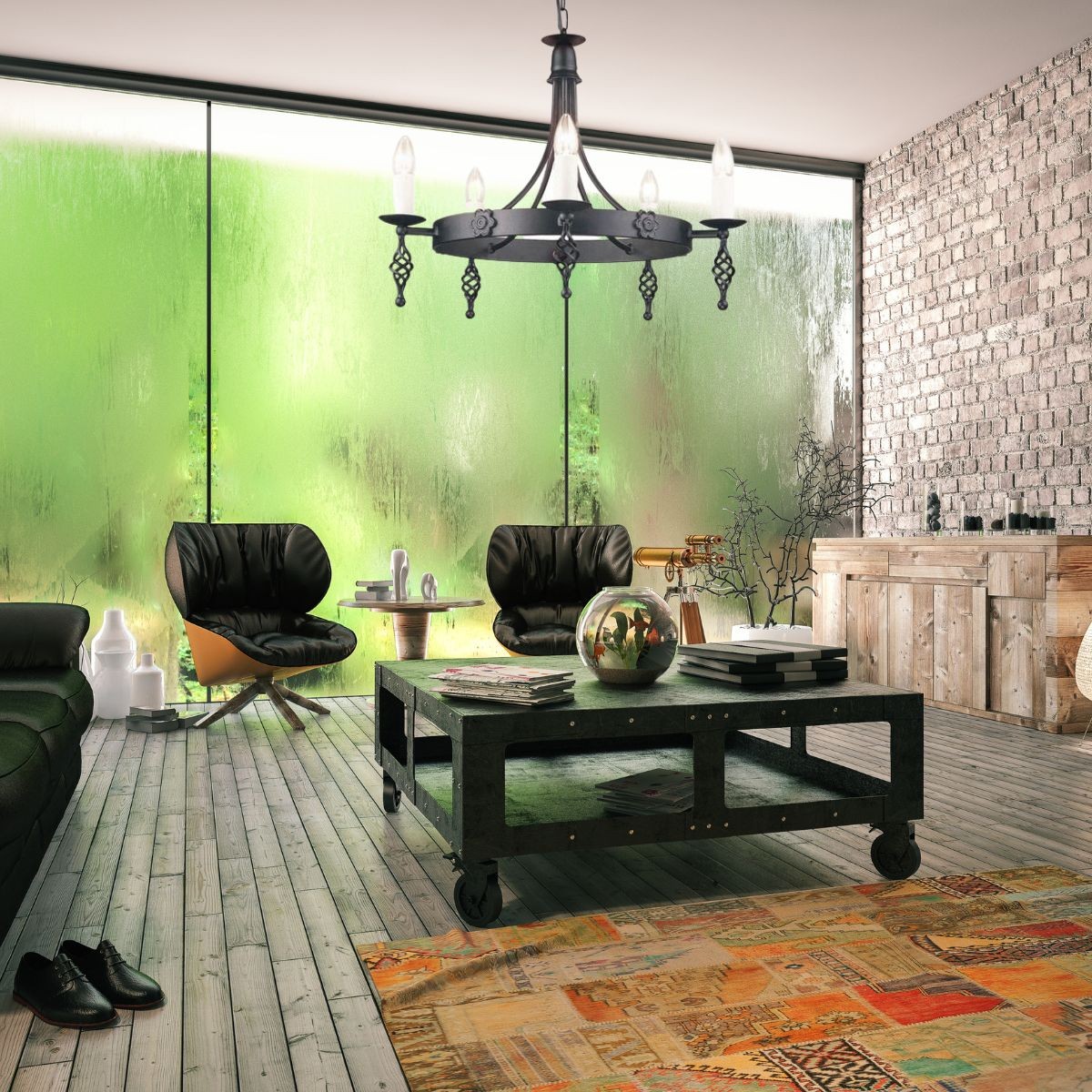 Lustre Belfry 5x60W Noir Elstead Lighting