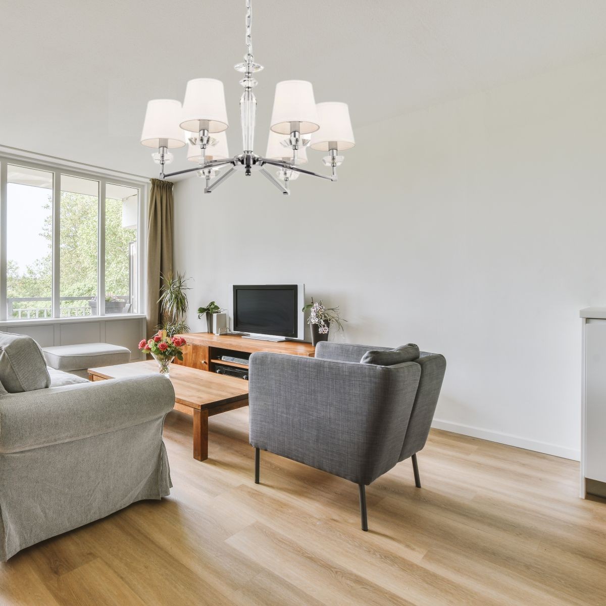 Lustre Mignon 8x60W Or et Argent | Flambeau