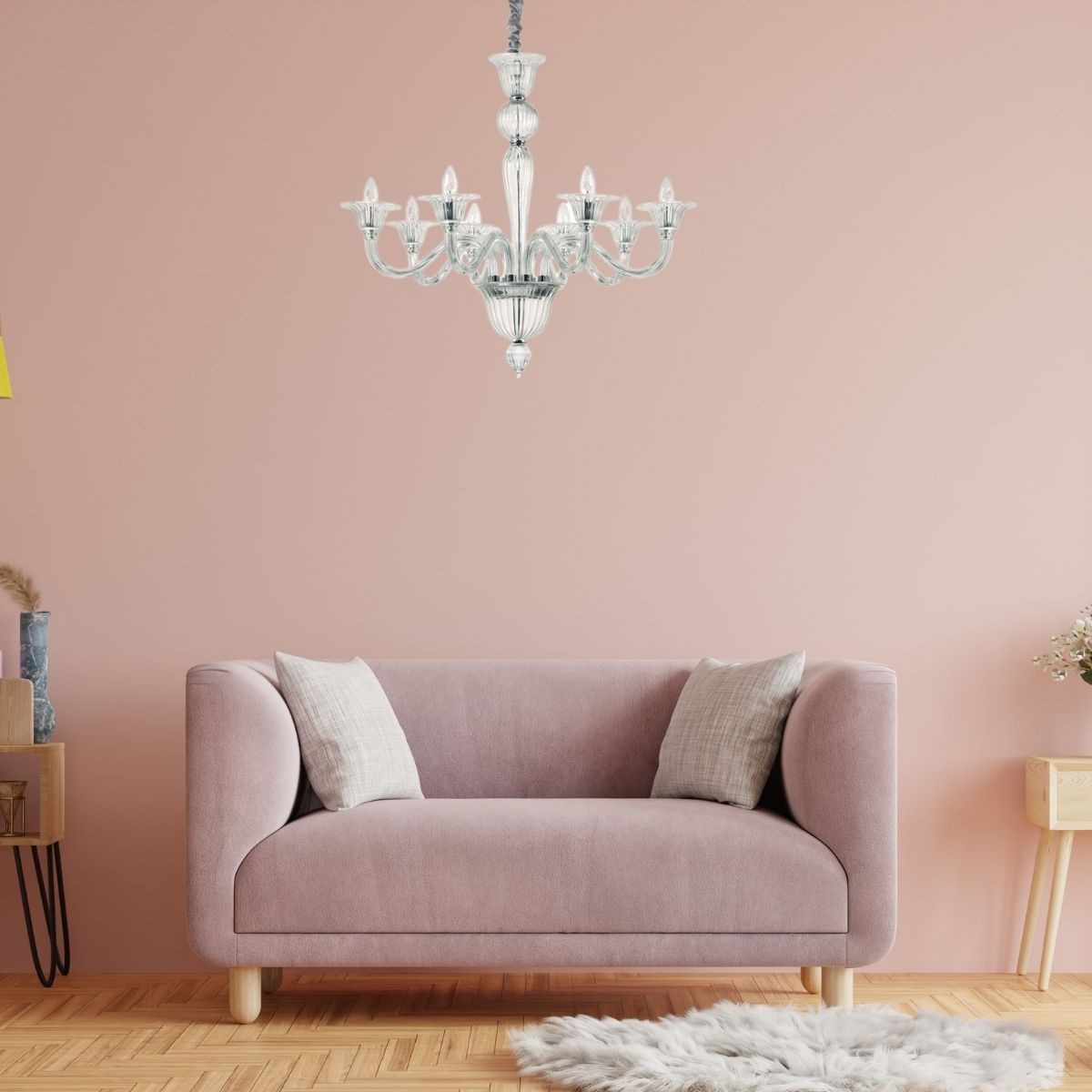 Lustre Mignon 8x60W Or et Argent | Flambeau