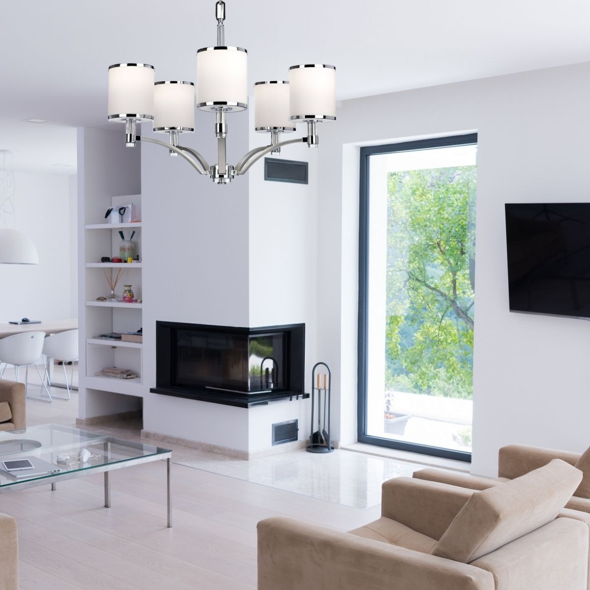 Lustre Haut de Gamme Or 6x60W E14 Flambeau