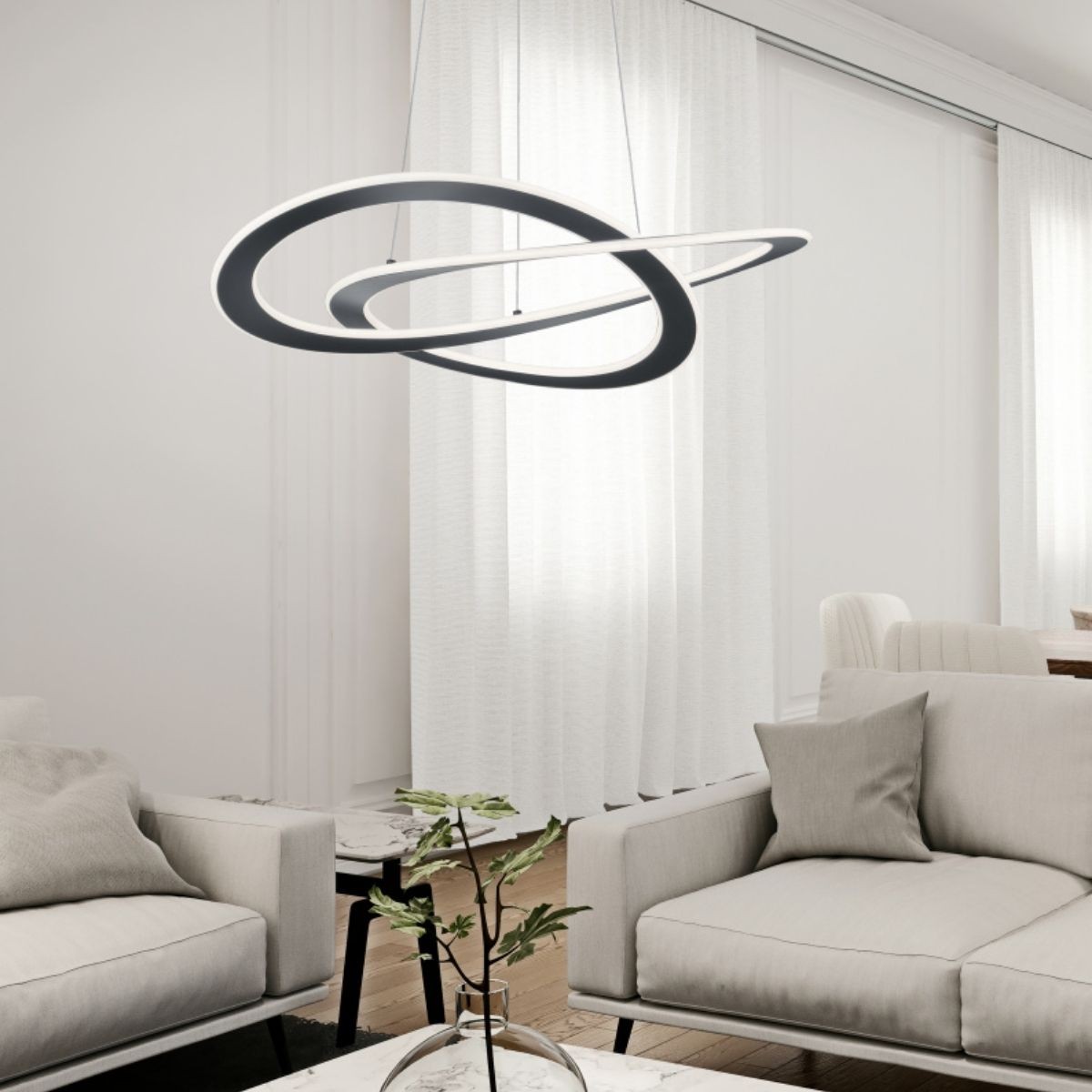 Suspension PRESTON Sable Noir LED 25 W Nova Luce 9865140